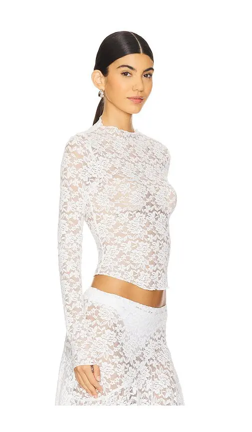 Lioness Hamptons Long Sleeve Lace Top - Porcelain