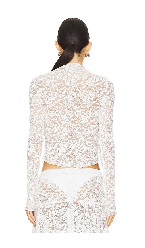 Lioness Hamptons Long Sleeve Lace Top - Porcelain