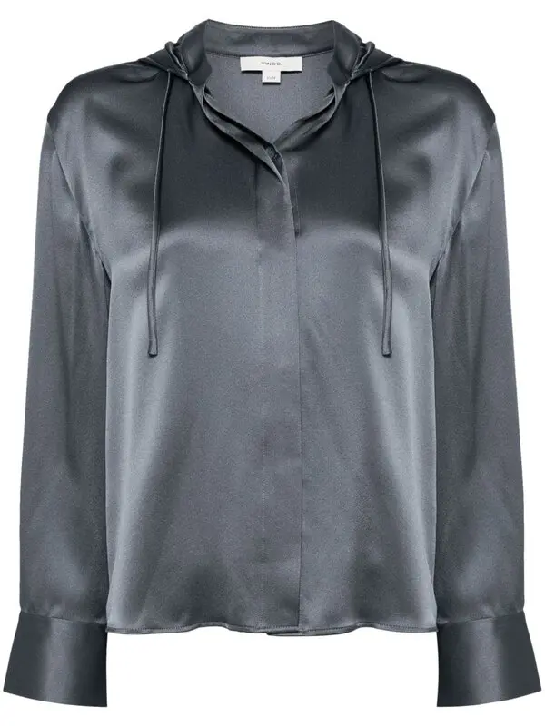Vince Silk Hooded Shirt