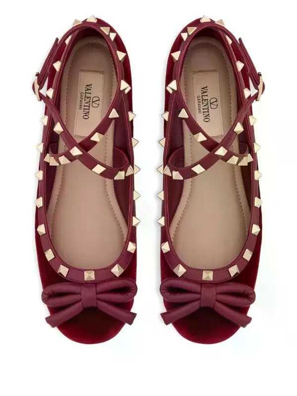 Valentino Garavani Rockstud Velvet Ballet Flats