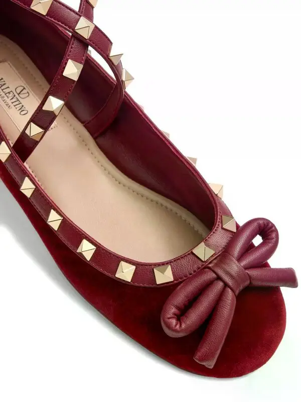 Valentino Garavani Rockstud Velvet Ballet Flats
