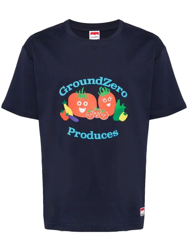 GROUND ZERO Graphic-print Cotton T-shirt - Blue