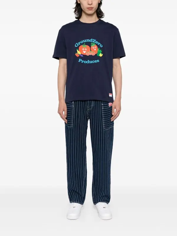 GROUND ZERO Graphic-print Cotton T-shirt - Blue