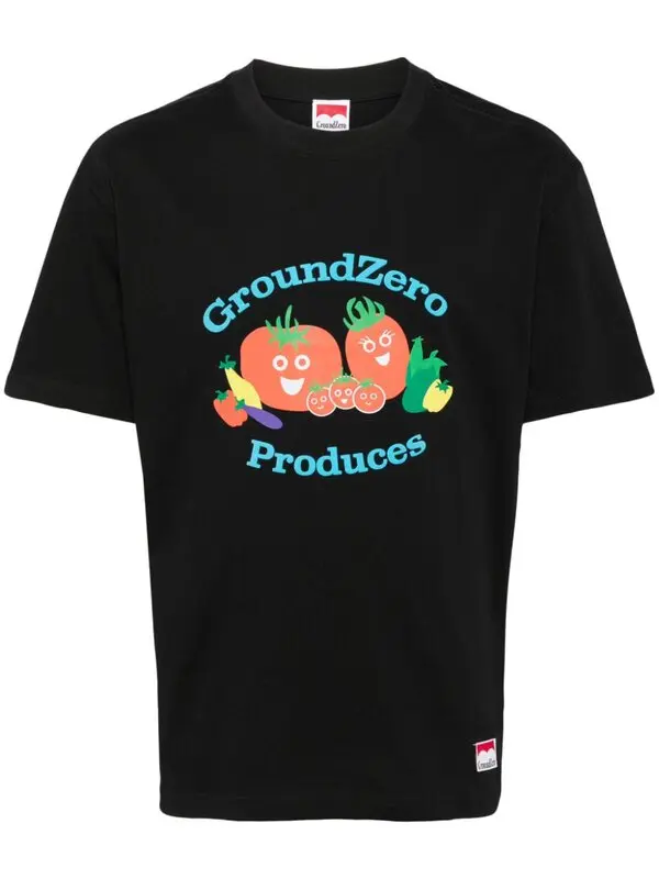 GROUND ZERO Graphic-print Cotton T-shirt - Black