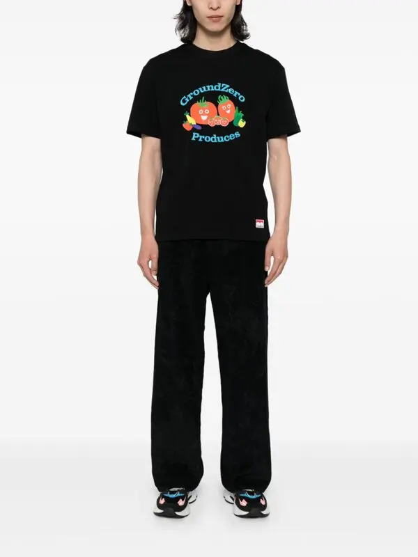 GROUND ZERO Graphic-print Cotton T-shirt - Black