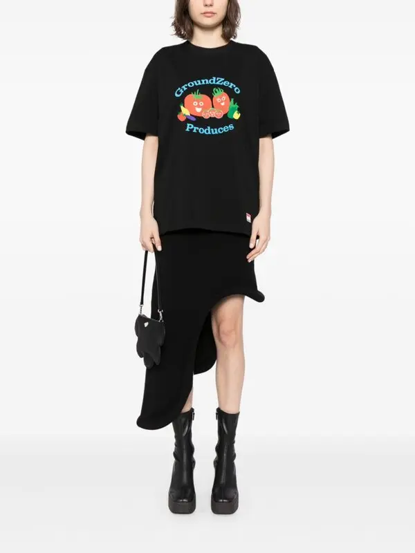 GROUND ZERO Graphic-print Cotton T-shirt - Black