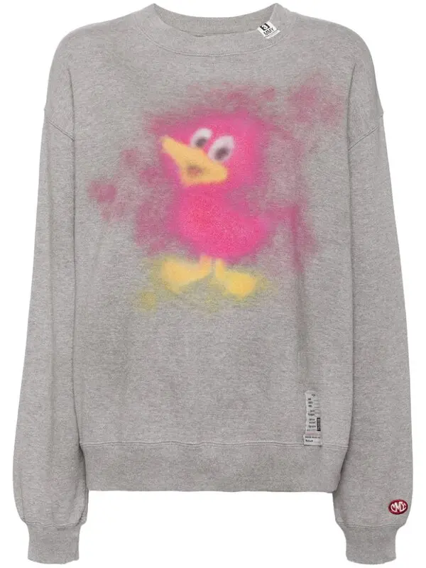 メゾンミハラヤスヒロ ｸﾞﾚｰ duck-print distressed sweatshirt 36 Mihara Yasuhiro Duck-Print Distressed Sweatshirt - Grey | Editorialist