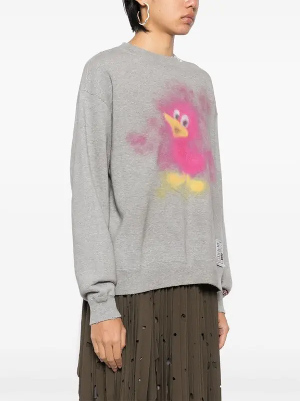 メゾンミハラヤスヒロ ｸﾞﾚｰ duck-print distressed sweatshirt 36 Mihara Yasuhiro Duck-Print Distressed Sweatshirt - Grey | Editorialist