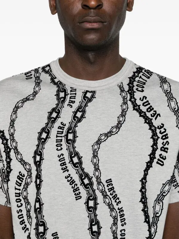 Versace Flocked-print Cotton T-shirt