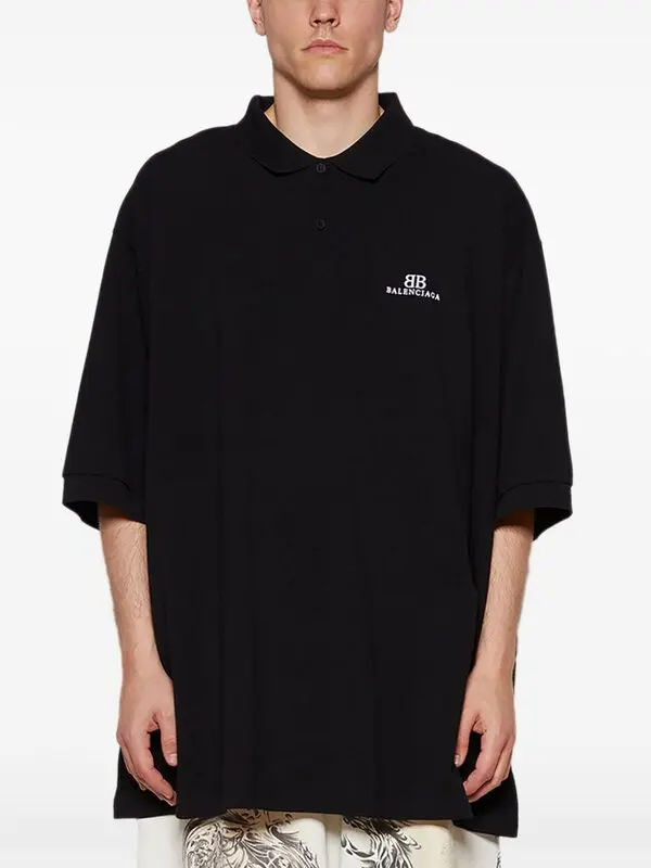 【希少‼️国内買付無し】BALENCIAGA OVERSIZED POLO XS Balenciaga Oversized Polo Shirt - Black | Editorialist