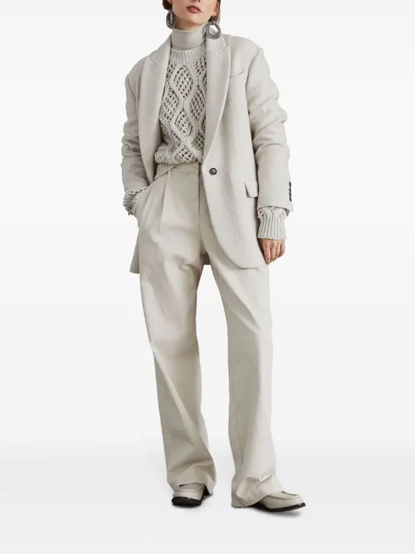 Brunello Cucinelli Monili-embellished Blazer - White
