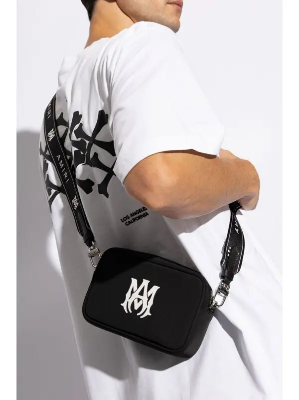 Amiri Logo-Print Messenger Bag - Black | Editorialist