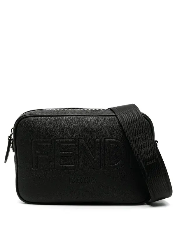 Fendi Embossed Leather Body Bag - Black