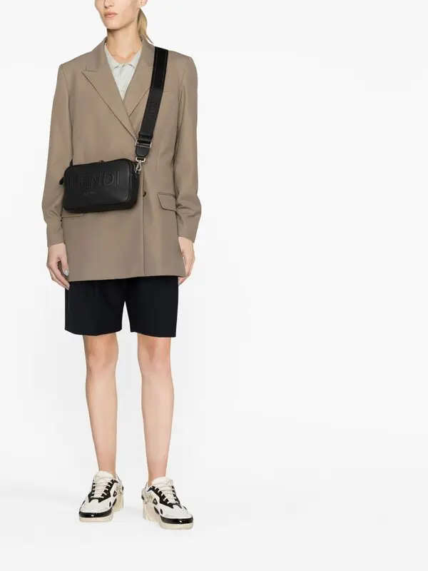 Fendi Embossed Leather Body Bag - Black