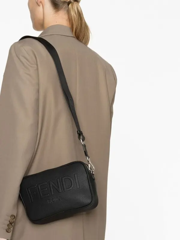 Fendi Embossed Leather Body Bag - Black