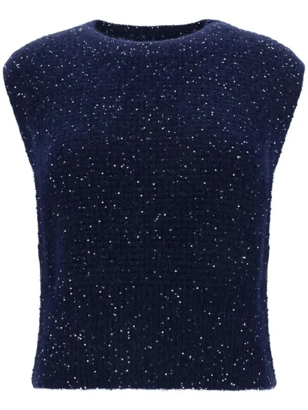 Fabiana Filippi Sequined Wool Gilet - Blue