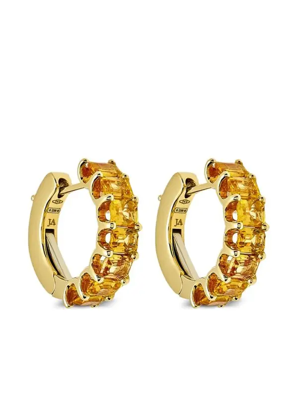 JEWELS AFICIONADO 18kt Yellow Sapphire Hoop Earrings - Gold