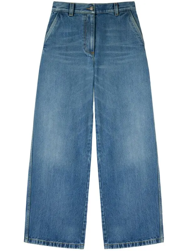 Palm Angels Bear Appliqué Wide Leg Jeans