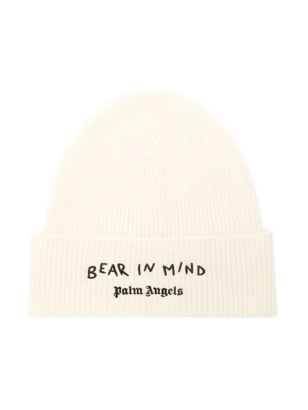 Palm Angels Bear In Mind Beanie - White