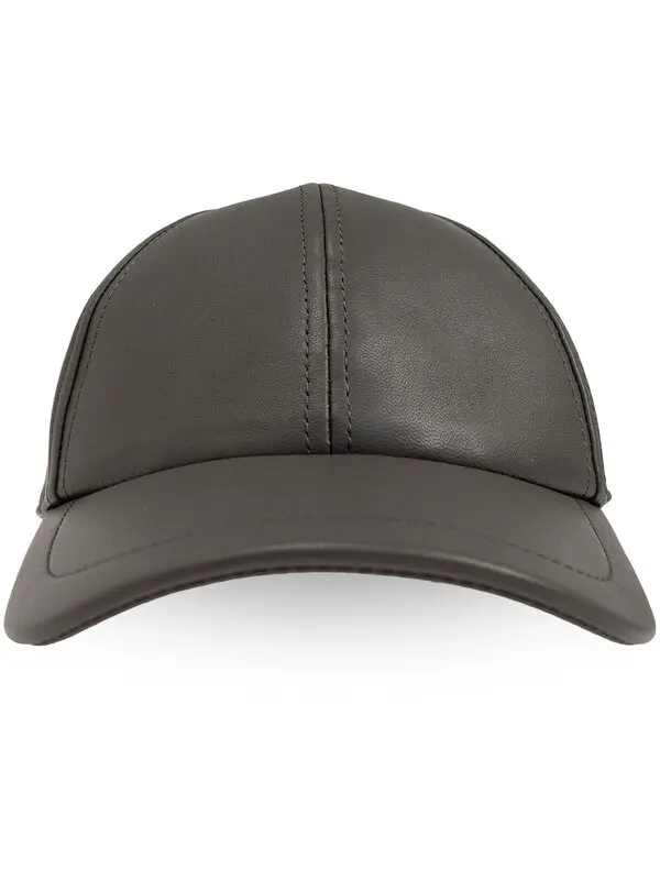 YVES SALOMON Leather Baseball Cap - Grey