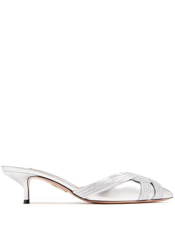 AQUAZZURA 50mm Felix Mules - Silver