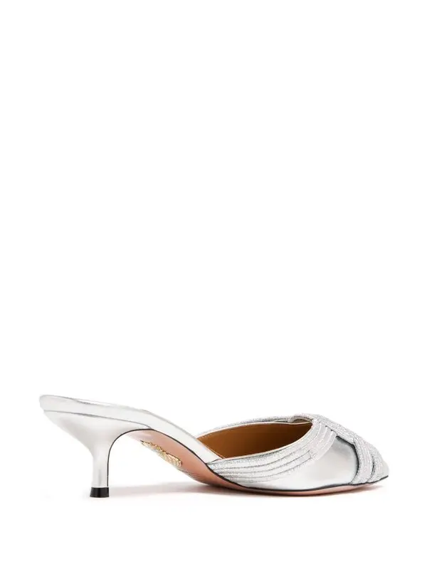 AQUAZZURA 50mm Felix Mules - Silver