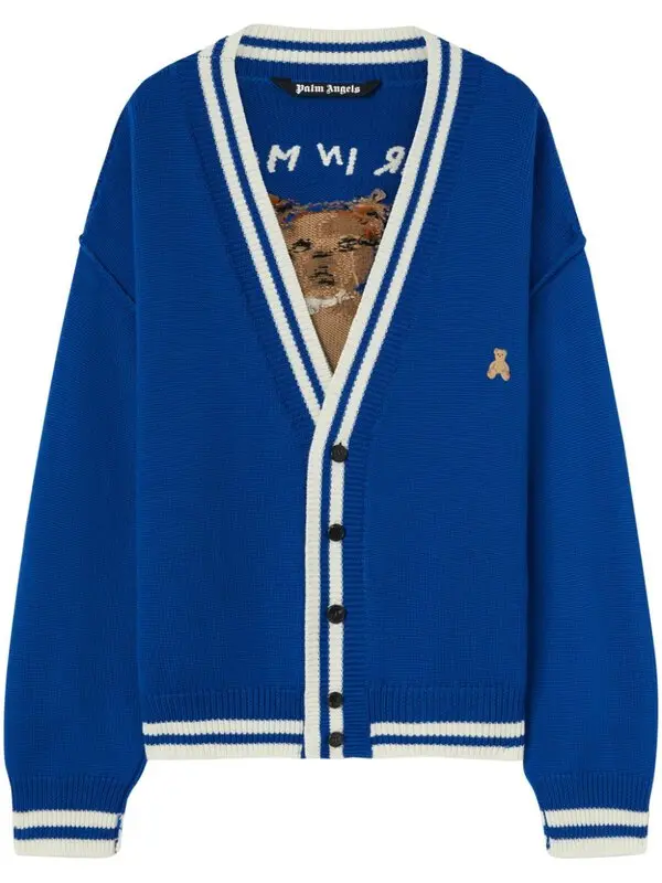 Palm Angels Bear Motif Cardigan - Blue