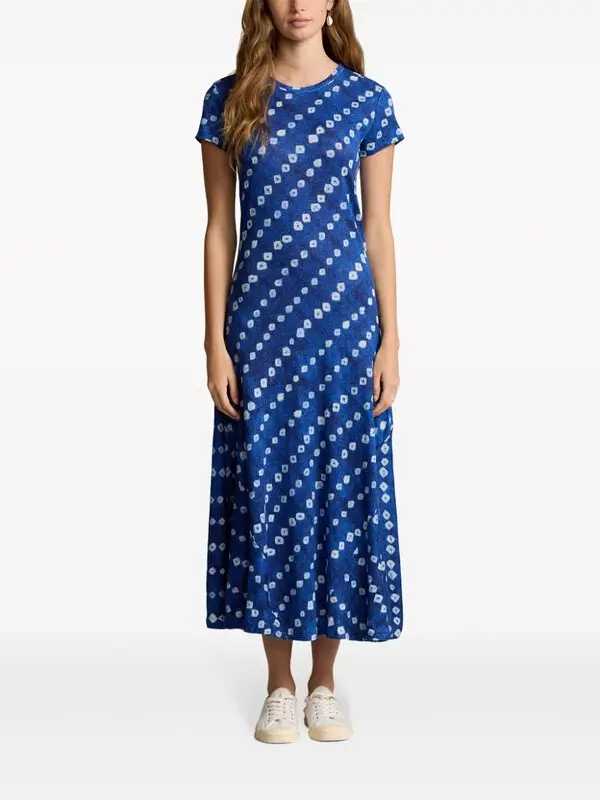 Ralph Lauren Graphic-Print Linen Maxi Dress - Blue | Editorialist
