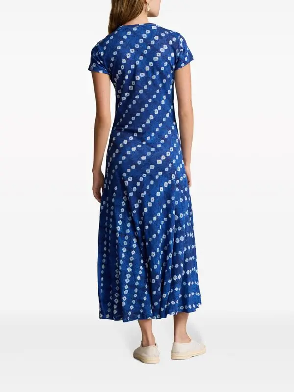 Ralph Lauren Graphic-Print Linen Maxi Dress - Blue | Editorialist