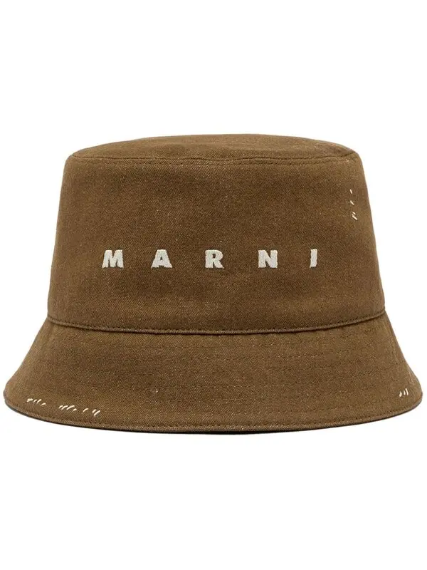 Marni Logo-embroidered Bucket Hat - Brown
