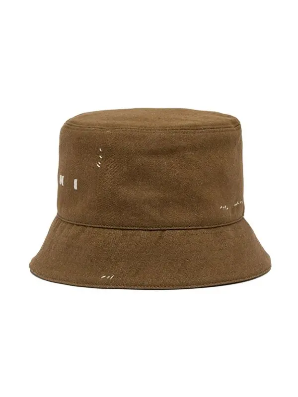 Marni Logo-embroidered Bucket Hat - Brown