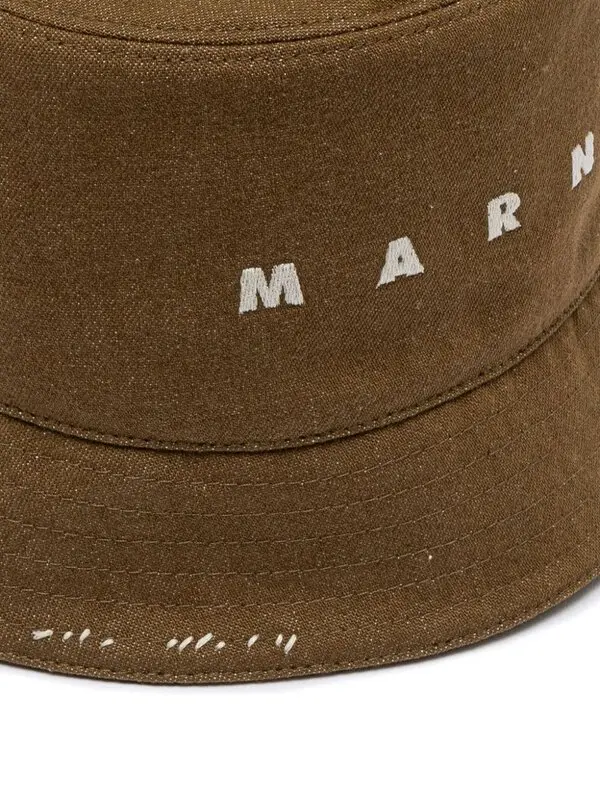 Marni Logo-embroidered Bucket Hat - Brown