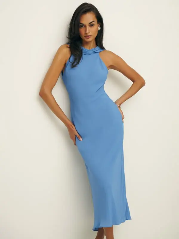 Reformation Portia Midi Dress - Azure | Editorialist