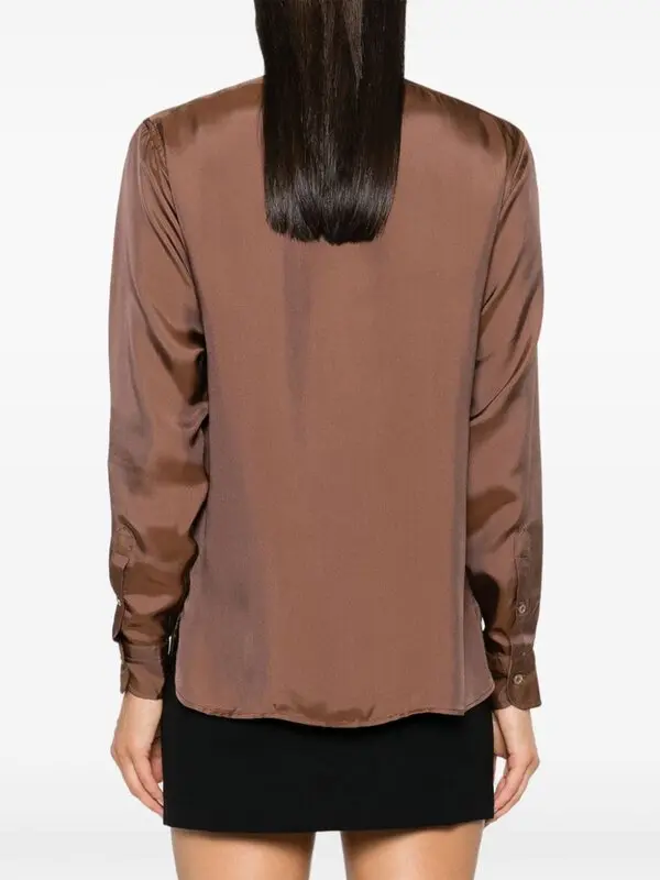 TOM FORD Plissé-details Twill-weave Shirt - Brown