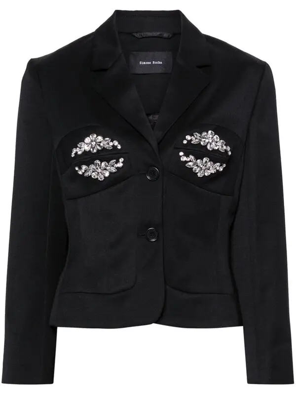 Simone Rocha Crystal-embellished Blazer - Black