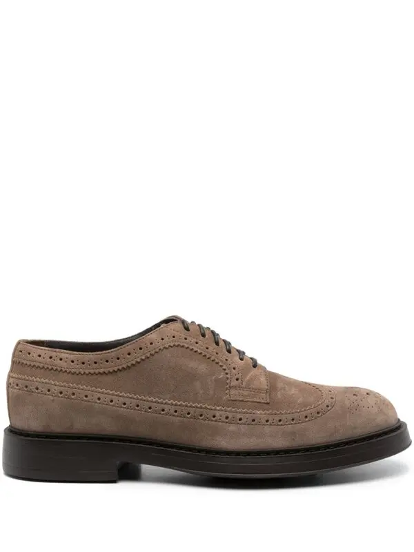 DOUCAL'S Lace-up Suede Brogues - Brown