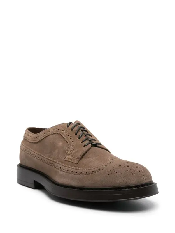 DOUCAL'S Lace-up Suede Brogues - Brown