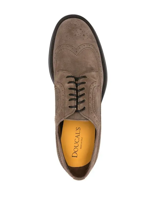 DOUCAL'S Lace-up Suede Brogues - Brown