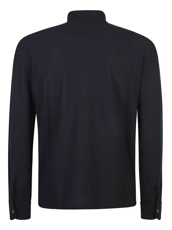 ZANONE Long-sleeved Cotton Polo Shirt - Black