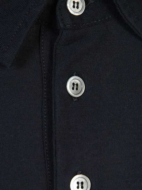 ZANONE Long-sleeved Cotton Polo Shirt - Black