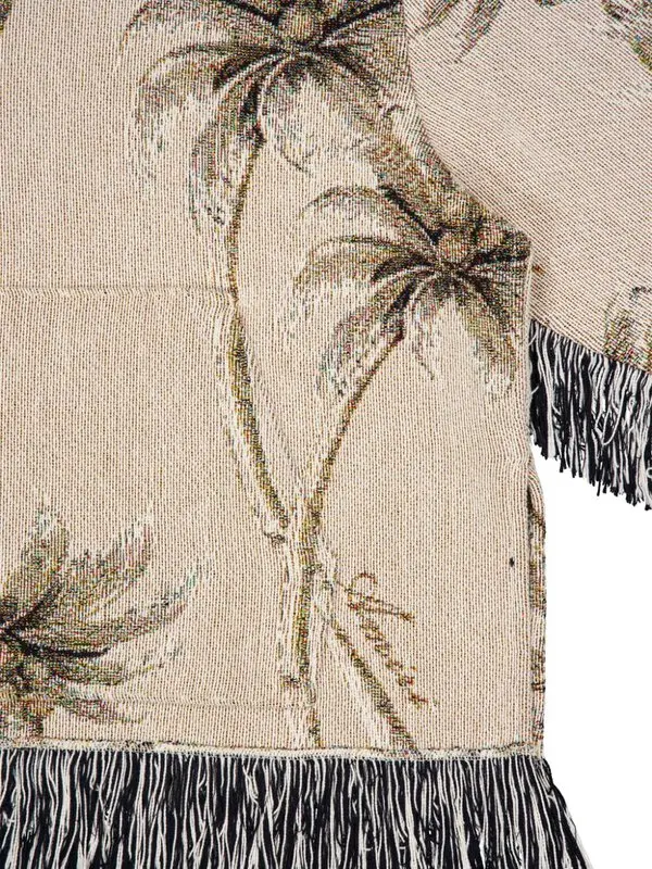 Amiri Palm Graphic Print Hoodie With Fringe Detailing