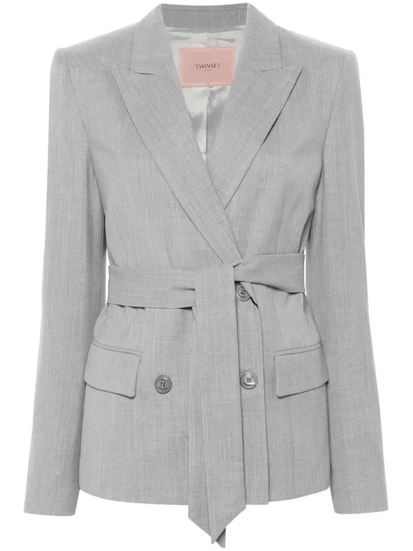 TWINSET Belted Double-breasted Blazer
