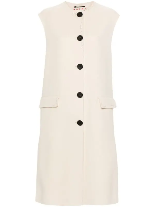 Marni Logo-embroidered Sleeveless Coat - Neutrals