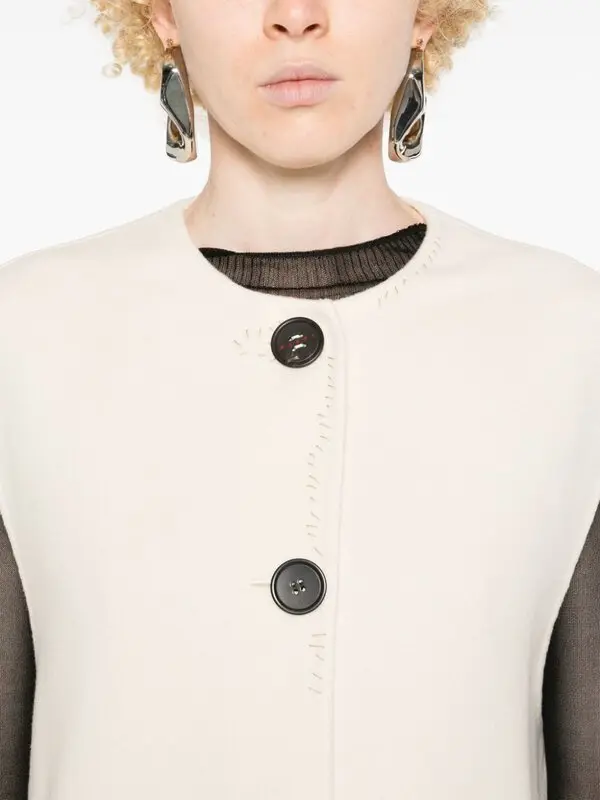 Marni Logo-embroidered Sleeveless Coat - Neutrals