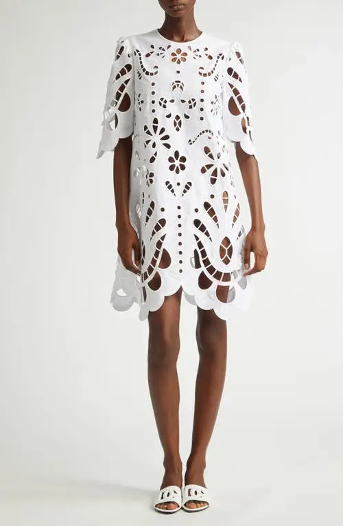 Dolce & Gabbana Openwork Embroidered Poplin Shift Dress