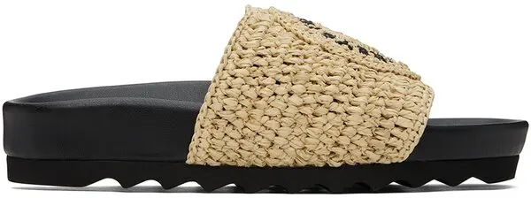 Stella McCartney Elyse Raffia Logo Slides