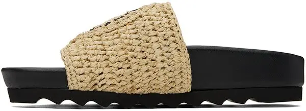 Stella McCartney Elyse Raffia Logo Slides