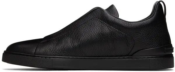 Zegna Black Deerskin Triple Stitch Sneakers