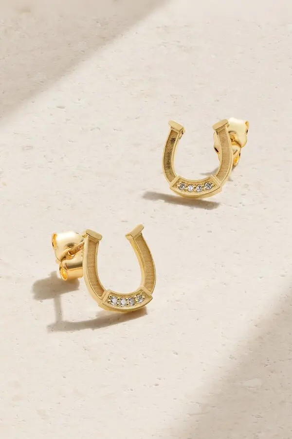 Established 18-karat Diamond Horseshoe Stud Earrings - Gold