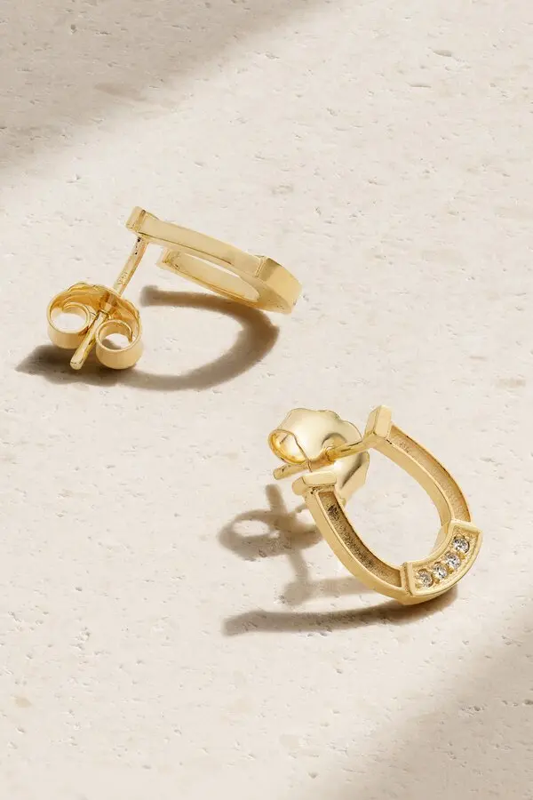 Established 18-karat Diamond Horseshoe Stud Earrings - Gold